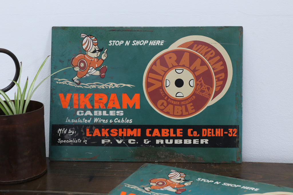 Vintage Indian Vikram Metal Advertising Sign – Apeman Interiors