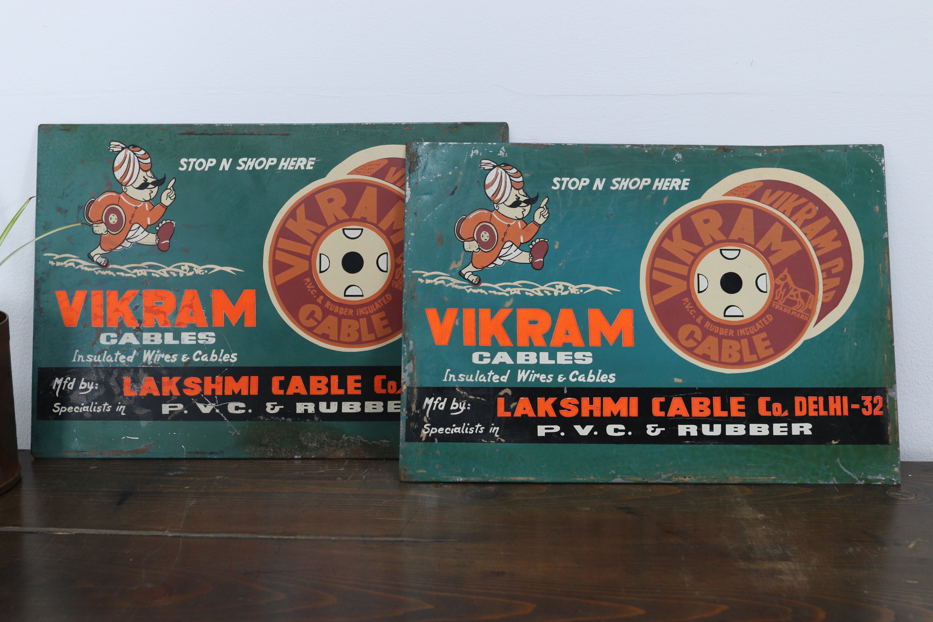 Vintage Indian Vikram Metal Advertising Sign – Apeman Interiors