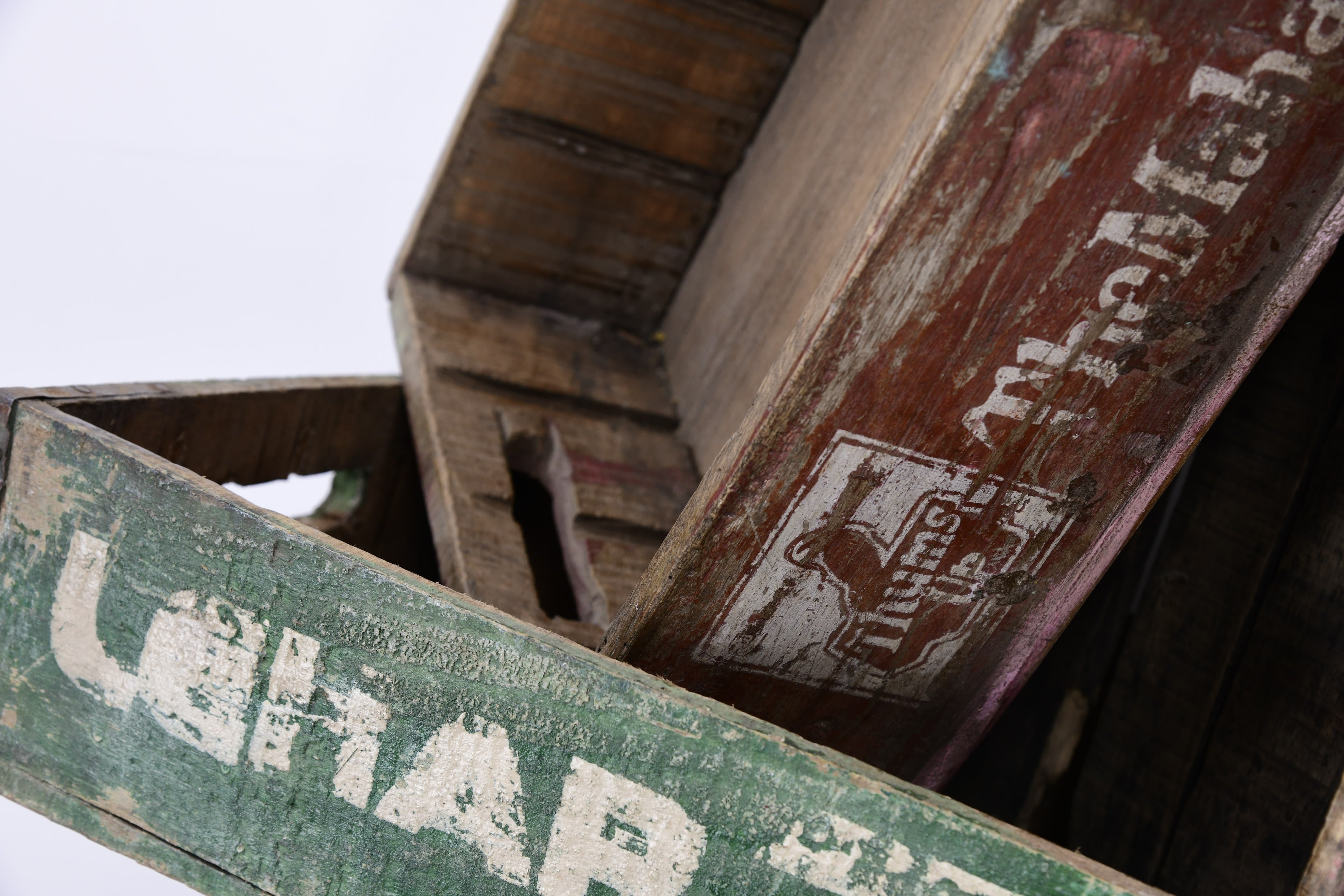 Vintage Indian Wooden Painted Soda Crates – Apeman Interiors